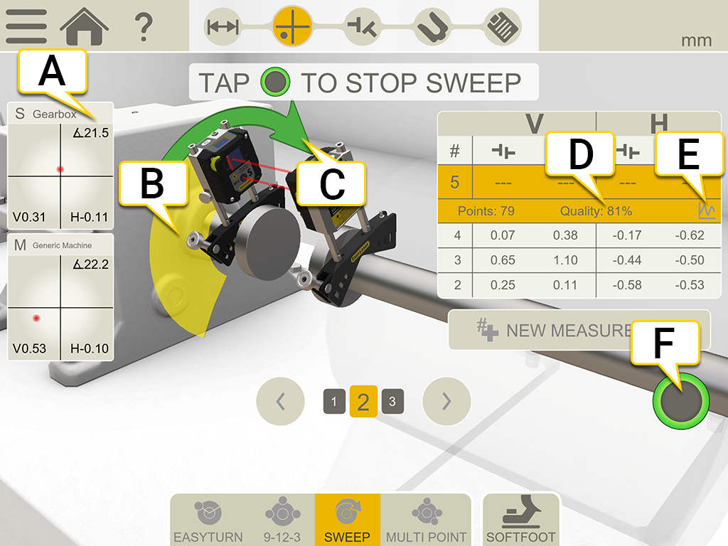 연속 스위프를 사용하여 측정합니다.